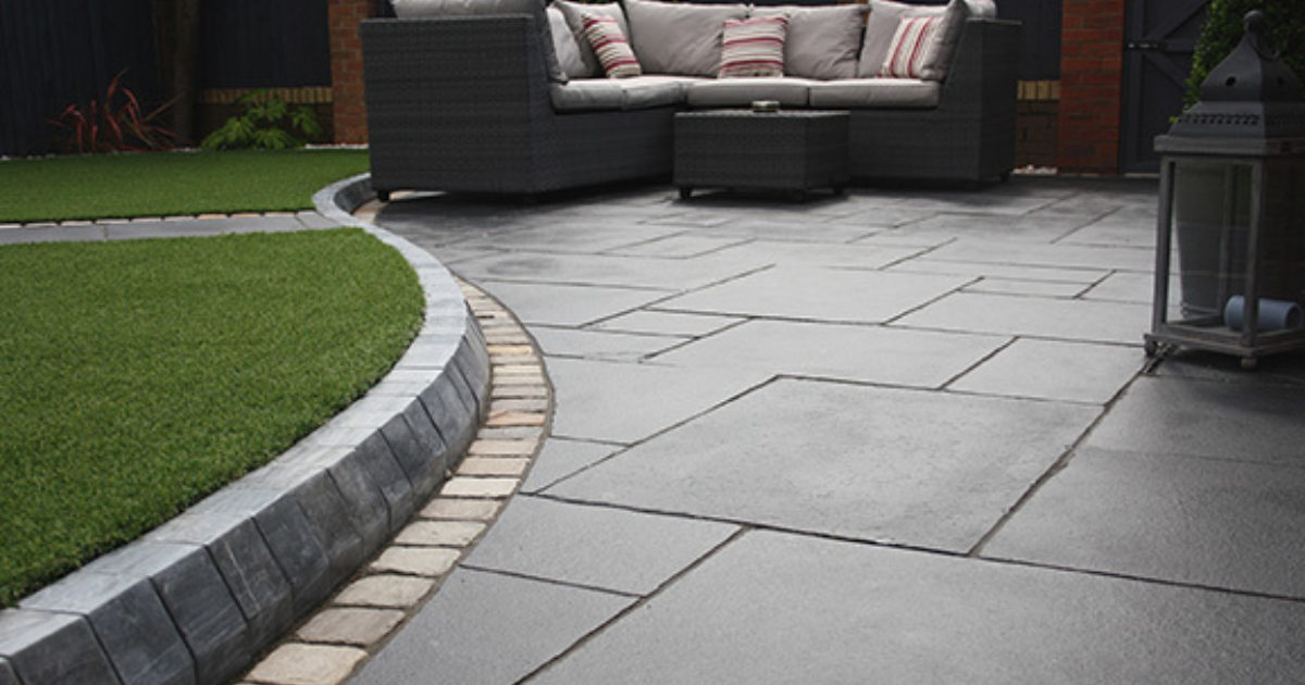 Charcoal Limestone Patio Pavers | Natural Paving USA