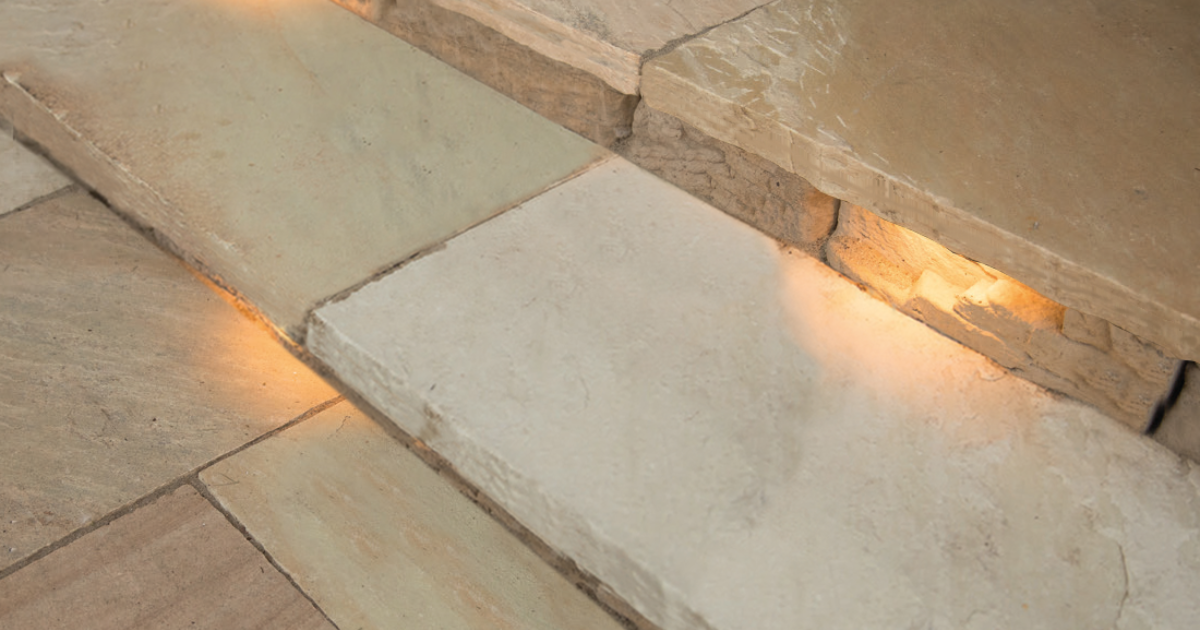 Golden Fossil Pool Coping - Natural Paving USA