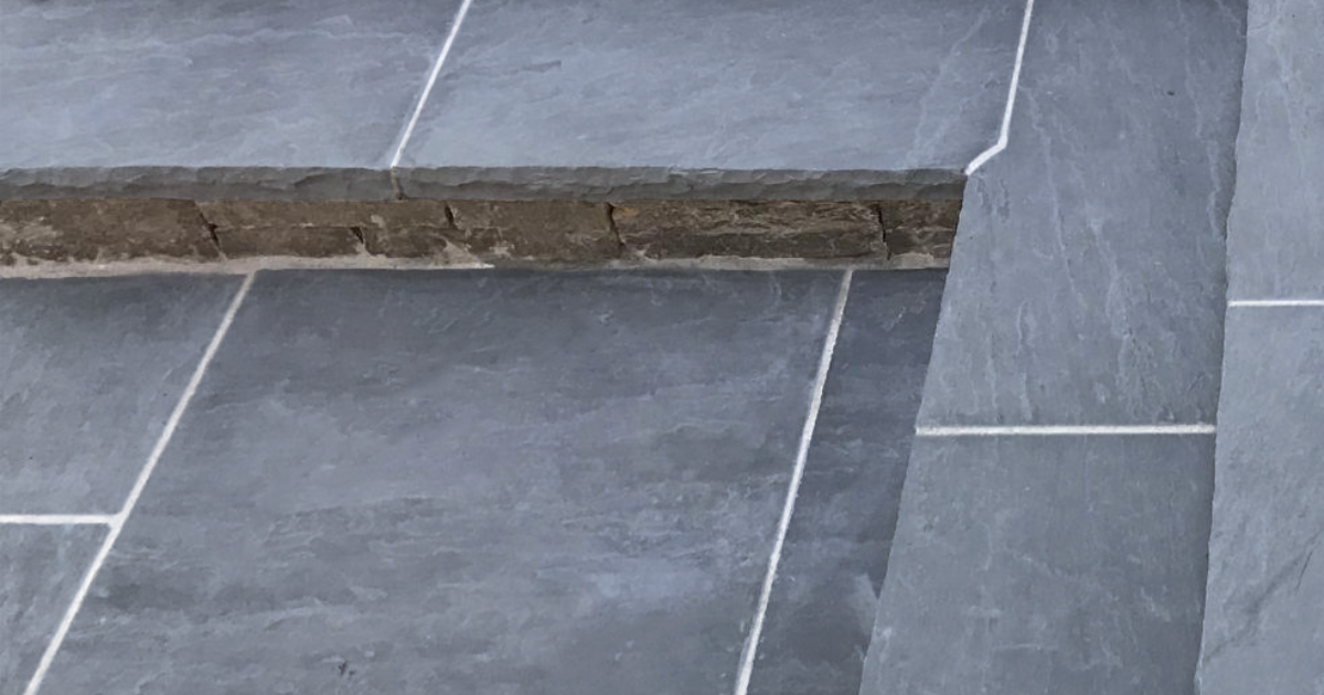 Steel Blue Limestone Pool Coping - Natural Paving USA