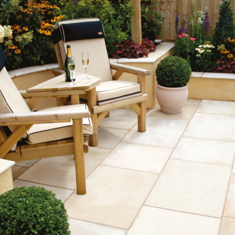 Natural Stone Ivory Color Patio Pavers - Natural Paving USA